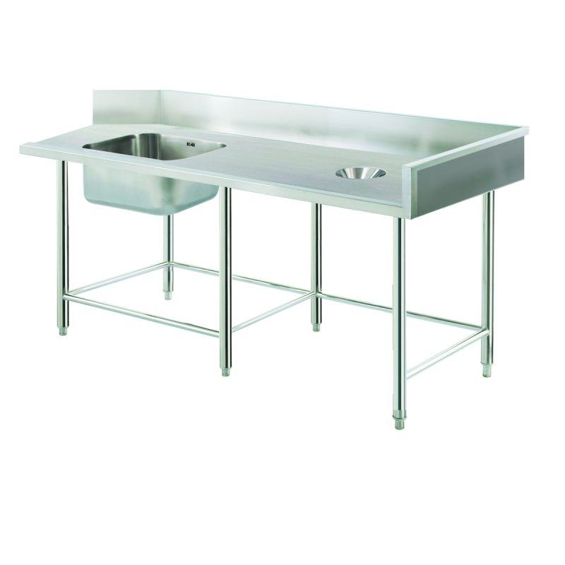 Dirty Dish Table With 1 Sink & Garbage Hole size 120, 150, 180, 200 cm ...